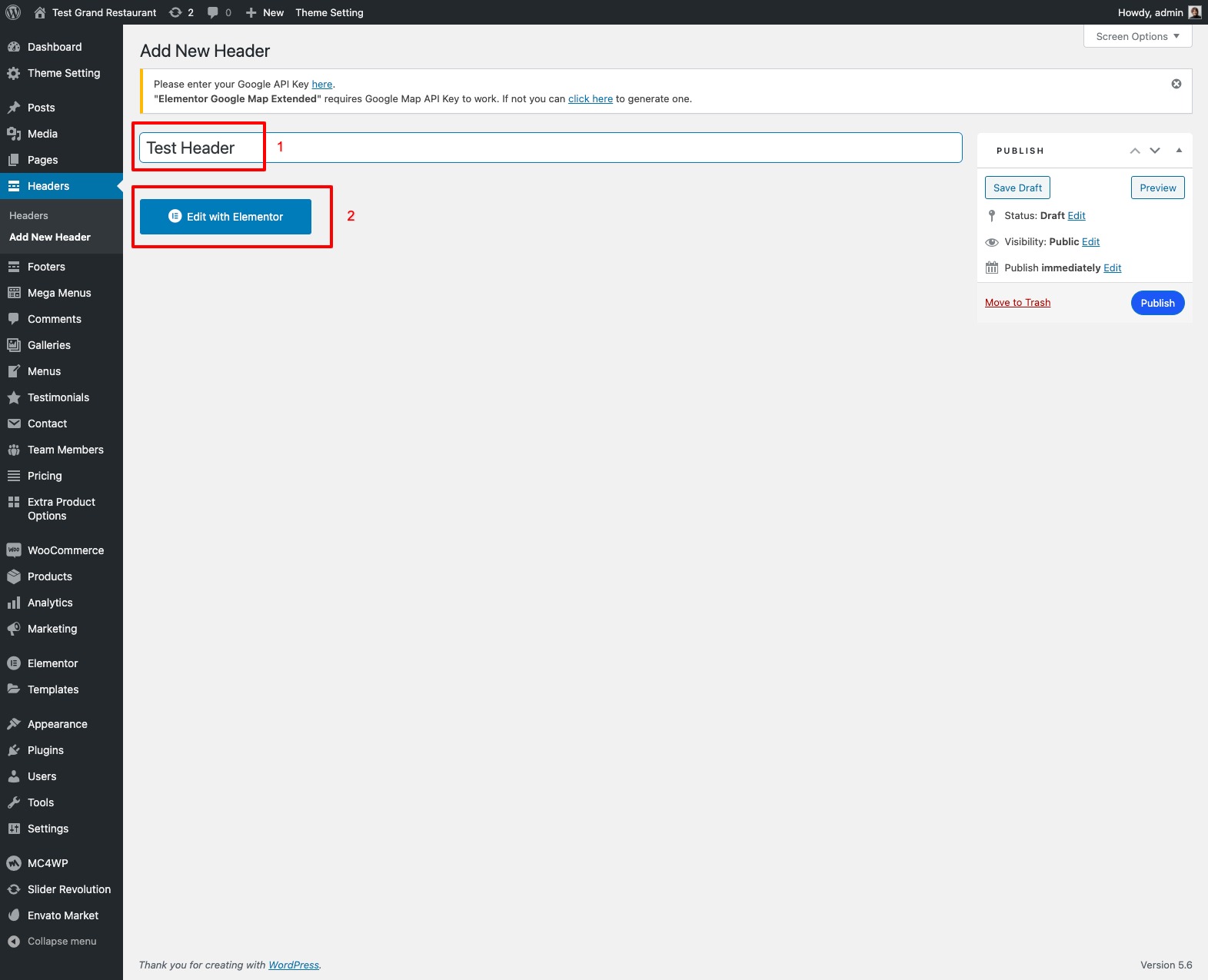 Setting Up Header And Navigation Menu Using Elementor Themes Documentations